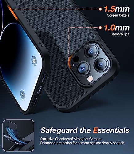 TORRAS 2023 Upgraded MegaMag Shield Designed for iPhone 14 Pro Max Case [Military Grade Drop Tested] [Compatible with MagSafe] for iPhone 14 Pro Max Phone Case [Aramid Fiber Made], Black