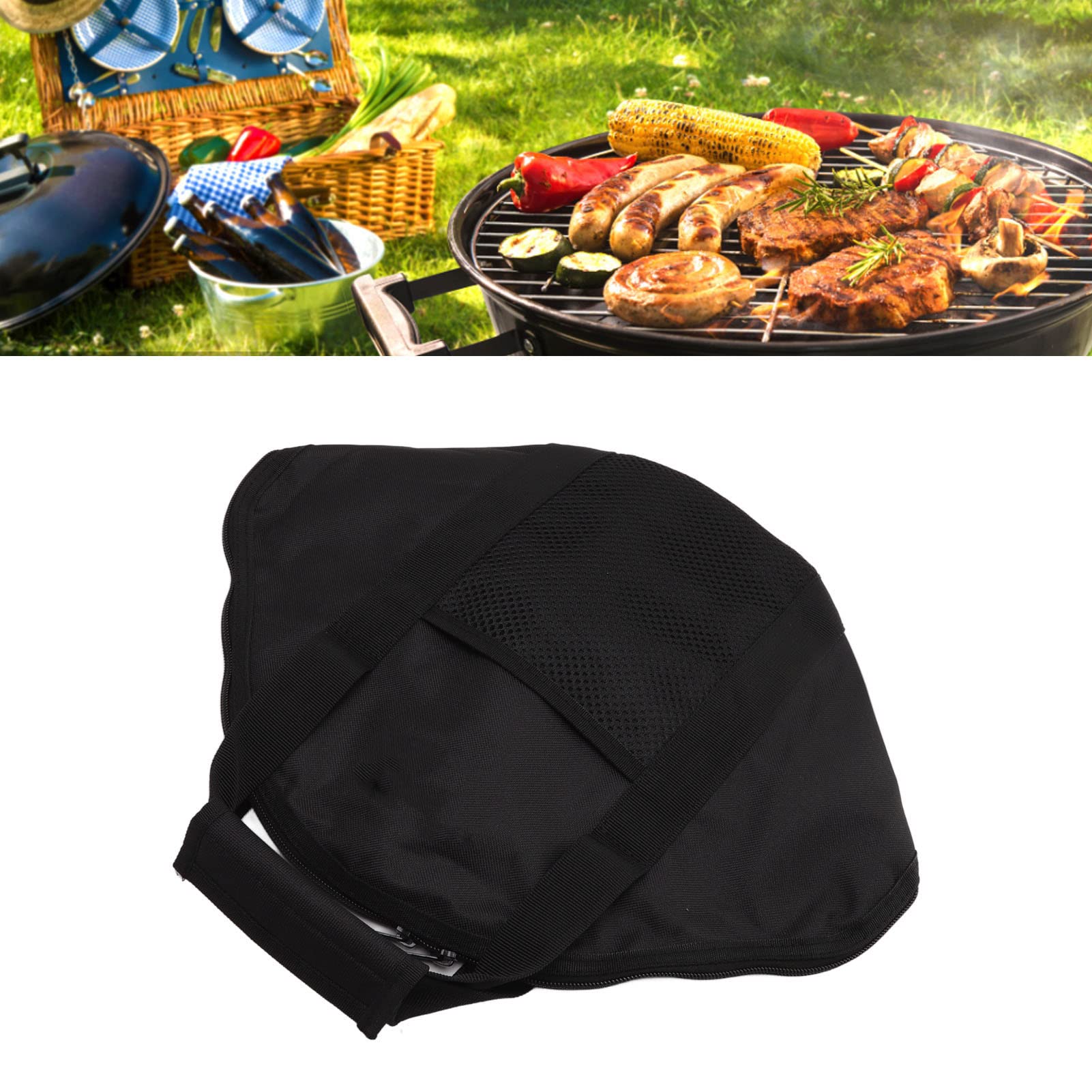 Fry Pan Bag, Handheld Low Pressure Portable Oxford Grill Plate Carry Bag for Outdoor BBQ (Large)