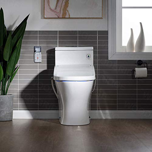 WOODBRIDGE Luxury, Elongated One Piece Toilet with Advanced Bidet Seat, T-0022, White