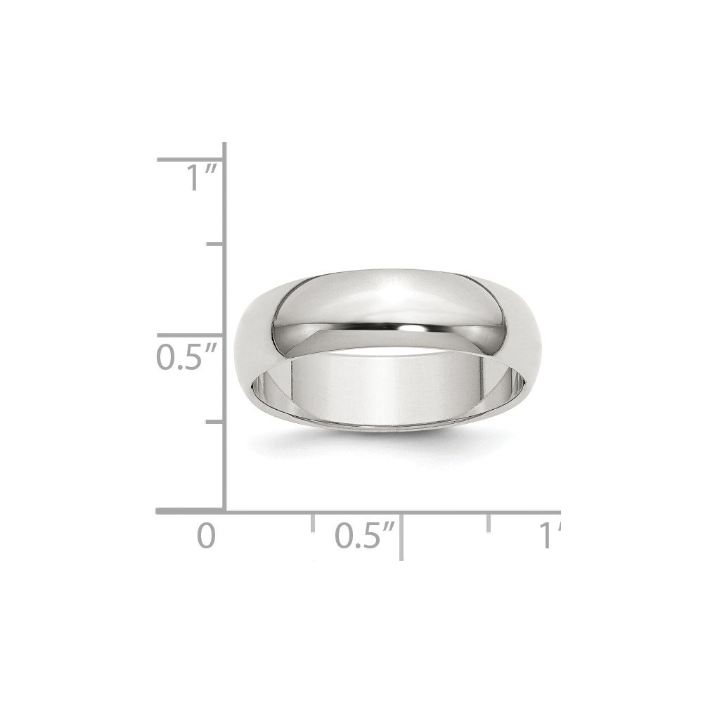 Forever Flawless Jewelry 6mm High Polish Finish Half Round Domed Sterling Silver Wedding Band - Size 11.5