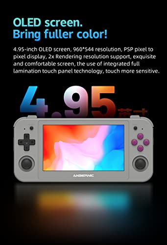 RG505 Retro Game Handheld Game Console 4.95ββ OLED Touch Screen with Android 12 System Unisoc Tiger T618 and Compatible with Google Play Store Built-in 128G TF Card