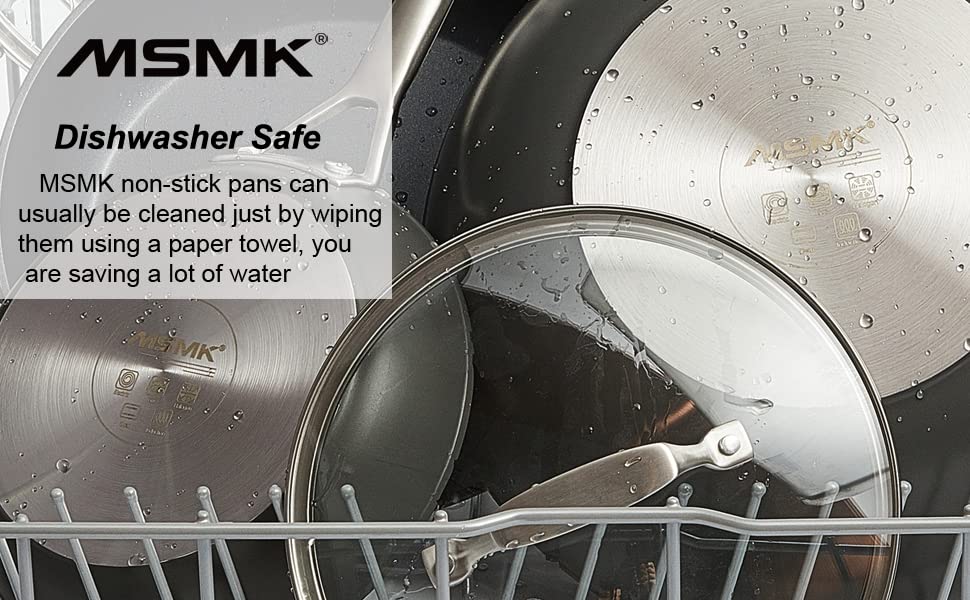 MSMK 7 Inch Pan With Lid and 10 Inch Pan With Lid, PFOA Free Non-Toxic and Oven Safe to 700β Induction Cookware, Compatible for All Stove Tops