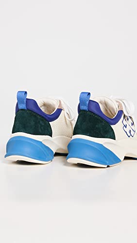 Tory Burch Women's Good Luck Trainers, New Ivory/New Cream/Forest Gr, Blue, 7 Medium US