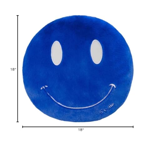 Round Shaped Throw Pillow, Smiling Face Plush Sofa Pillow Decorative Pillow Cushion for Children's Bed,Gift for Boys & Girls (Blue)