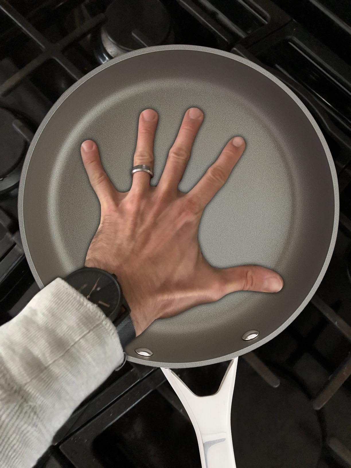 MsMk Non-Stick Small 8 Inch Enamel Frying Pan Grey - Stain-Resistant, Dishwasher Safe, Easy to Clean - Perfect for Runny Eggs, Steak, Avocado - Lightweight with Hollow Stainless Steel Handle