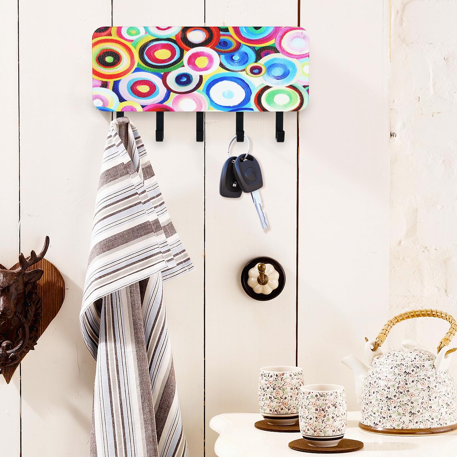 omesy Key Holder for Wall Storage Rack for Corridor Kitchen and Farmhouse Decoration, Stainless Steel Key Hook Wall Mounted Mail Rack (Dog)
