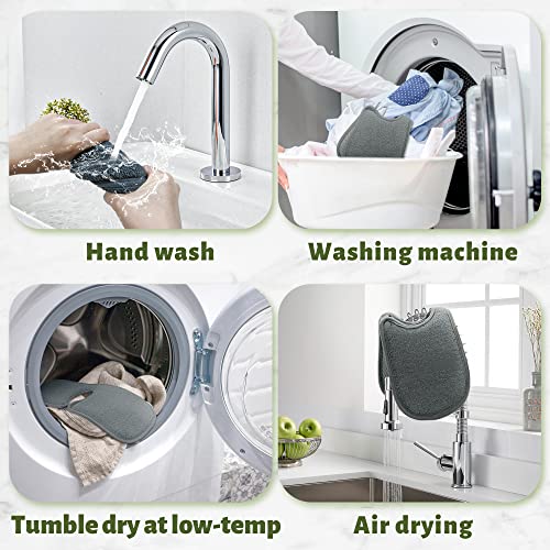 LOPNUR Faucet Mat for Kitchen Sink, 15”x 5” Kitchen Sink Splash Guard Behind Faucet, Sink Faucet Absorbing Mat for Kitchen & Bathroom, Washable Microfiber Faucet Splash Guard for Sink【Grey, 2 Pack】