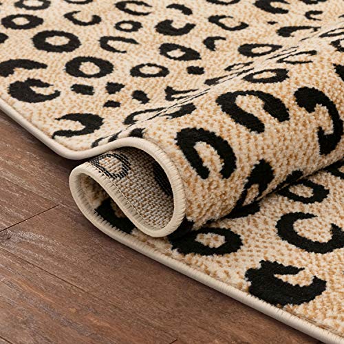Well Woven Dulcet Leopard Black Ivory Animal Print 7'10" x 9'10" Area Rug