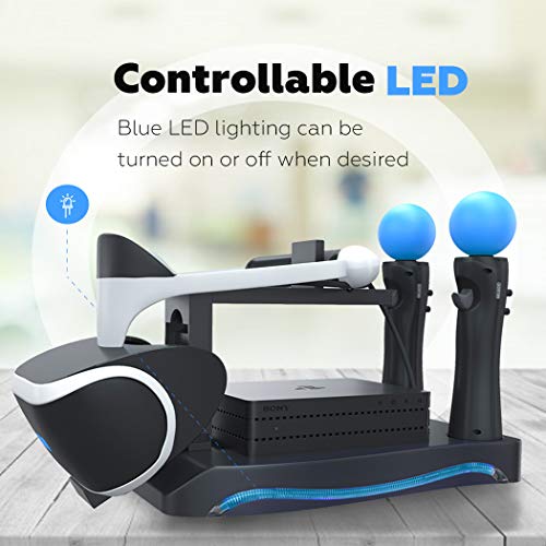 Skywin PSVR Stand - Charge, Showcase, and Display Your PS VR Headset and Processor - Compatible with Playstation PSVR - Showcase and Move Controller Charging Station