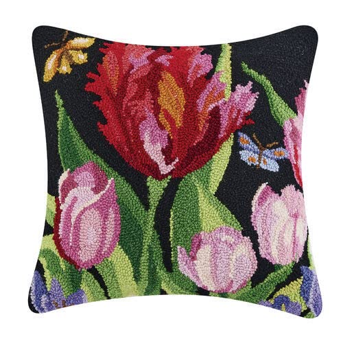 Peking Handicraft - Tulip Melody I Hook Pillow 18x18 - 30SER583C18SQ