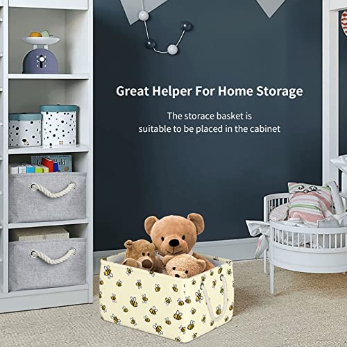 Nozidse Honey Bee Rectangular Storage Baskets for Organizing Shelves Collapsible with Handles for Shelf Closet Bathroom Cute Large Fabric Storage Bin