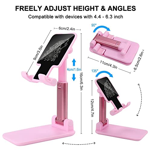 Tribal Wolf Howl Foldable Desktop Cell Phone Holder Portable Adjustable Stand for Travel Desk Accessories