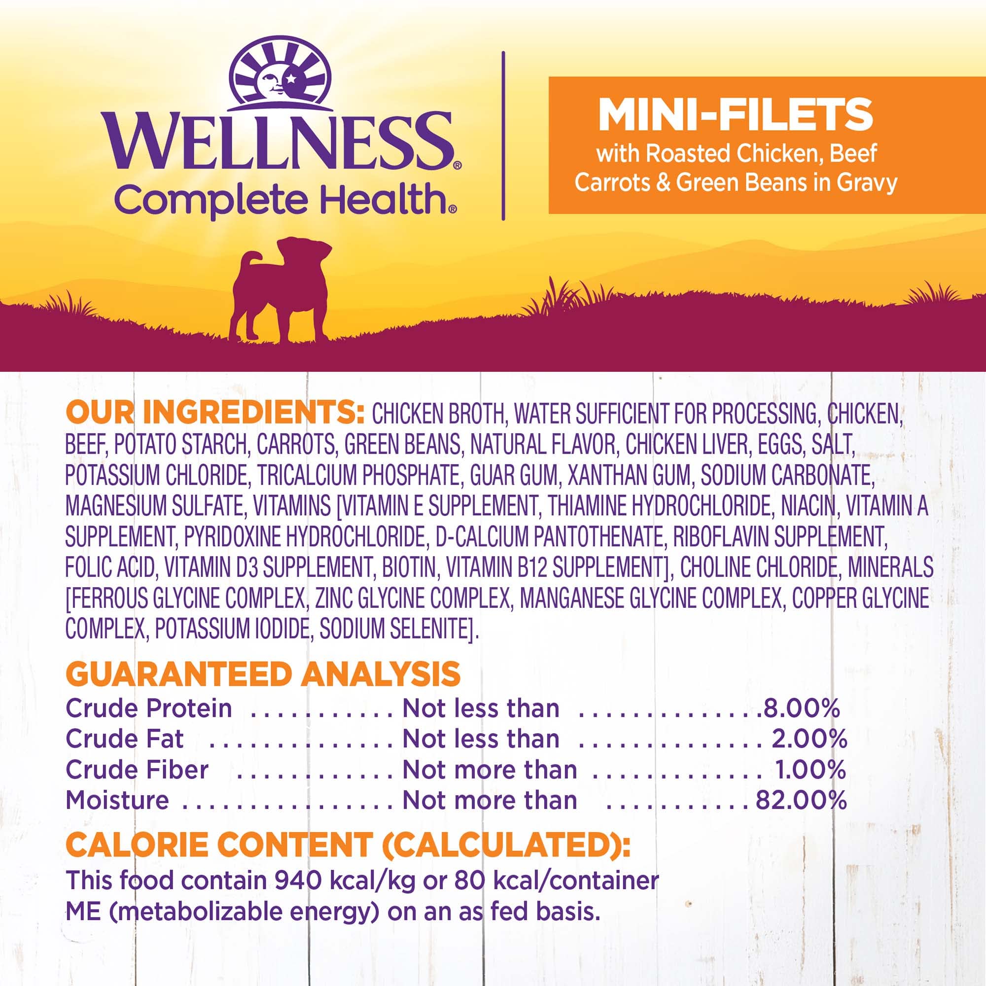 Wellness Petite Entrées Mini-Filets with Roasted Chicken, Beef, Carrots & Green Beans in Gravy, 3-Ounce Cup (Pack of 12)
