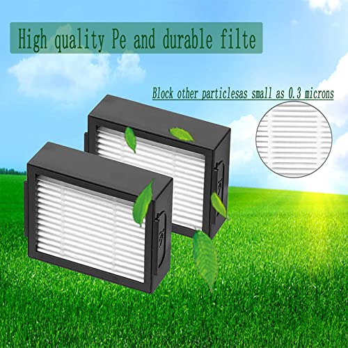 Replacement parts accessories compatible with irobot Roomba i3 i3+ i4 i6 i6+ i7 i7+ i8+/Plus E5 E6 E7 I, E&J series vacuum cleaner, 1 set multi-surface rubber brushes, 3 air filters & 3 side brushes.