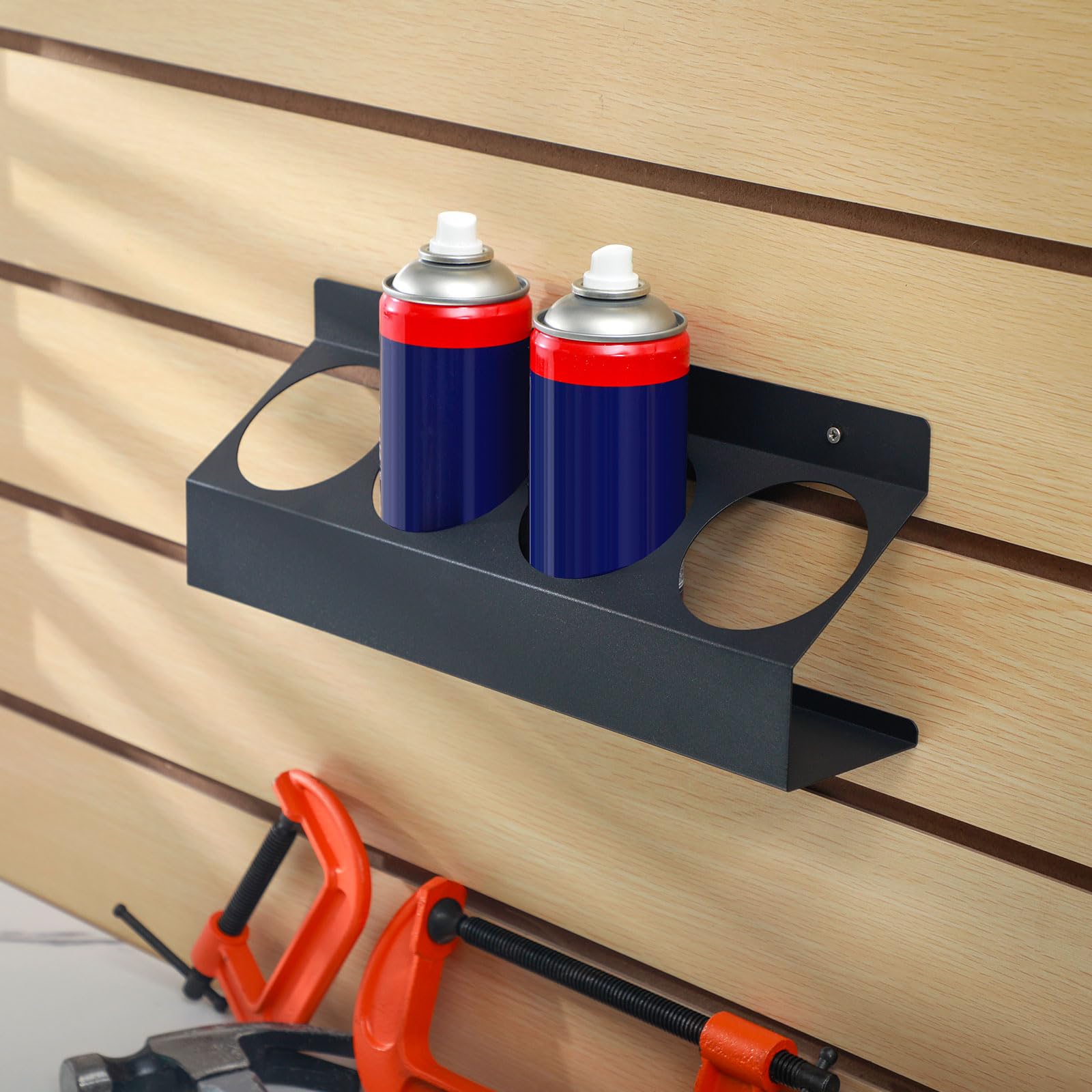 Tandefio Spray Can Holder Wall Mount Spray Bottle Holder Aerosol Can Holder Metal Paint Can Organizer Spray Can Rack for Garage Enclosed Trailer Shop Workspace Storage(2 Pcs,Black,6 Can)