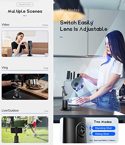 RIEIEK auto recognizes and Tracks Mobile Phone tripods, intelligently rotates 360-degree Shooting Phone Stand, and Does not Require APP to Start Gestures with one-Click Facial Tracking Gimbal