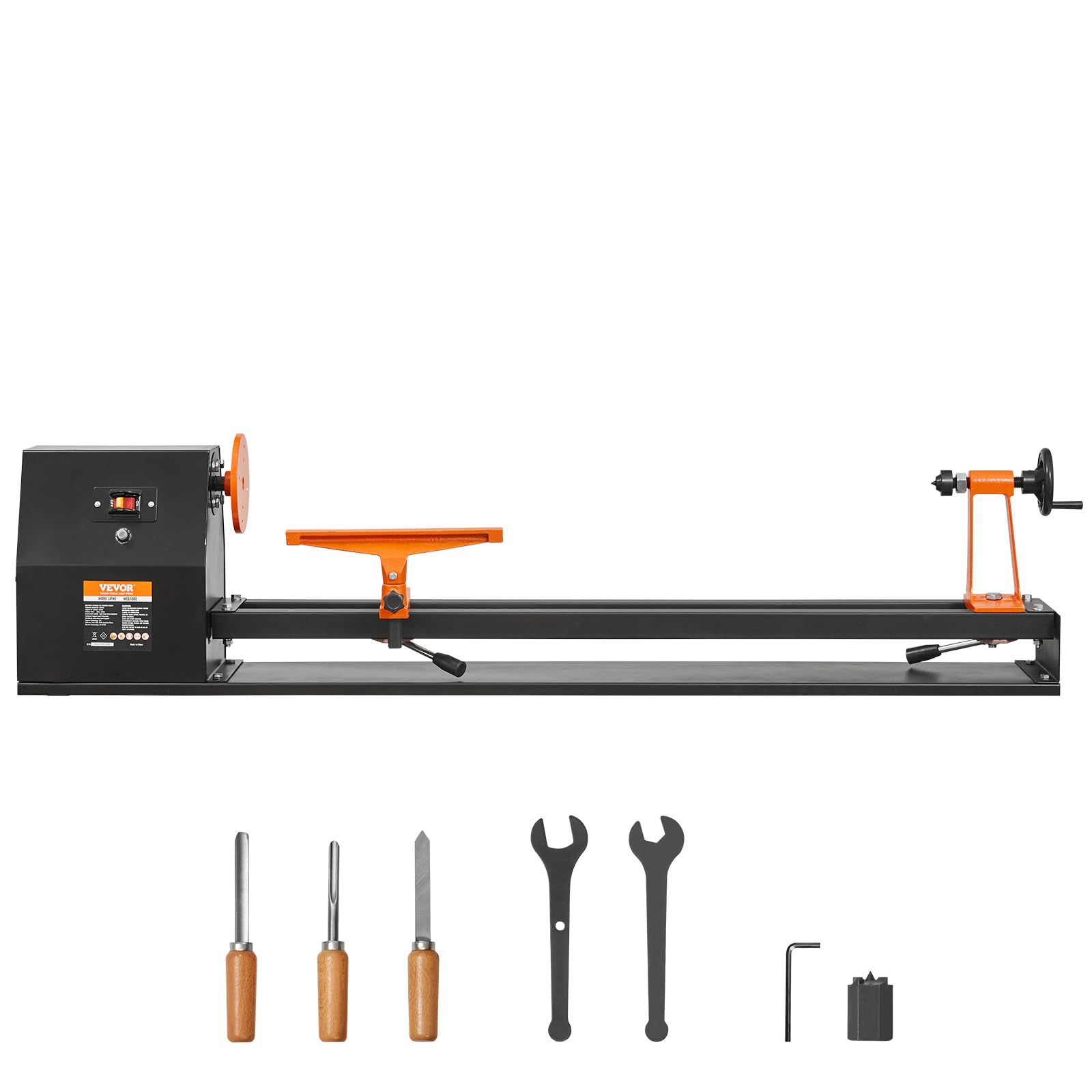 VEVOR Benchtop Wood Lathe, 14 in x 40 in, 0.5 HP 370W Power Wood Turning Lathe Machine, 4 Speed Adjustable 885/1245/1715/2425 RPM with Chisels Faceplate Plastic Handle Hex Wrench, for Woodworking