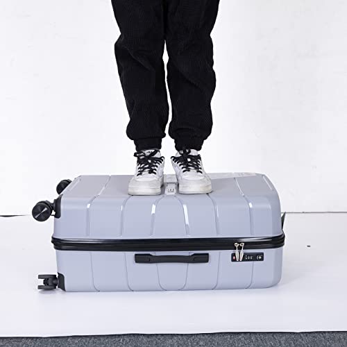 Travelhouse hardshell 3 Piece Set, PP Hard Wheel Suitcase Set with Spinner Wheels, TSA Lock, 20 inch 24 inch 28 inch Women's Luggage Set (Silver)