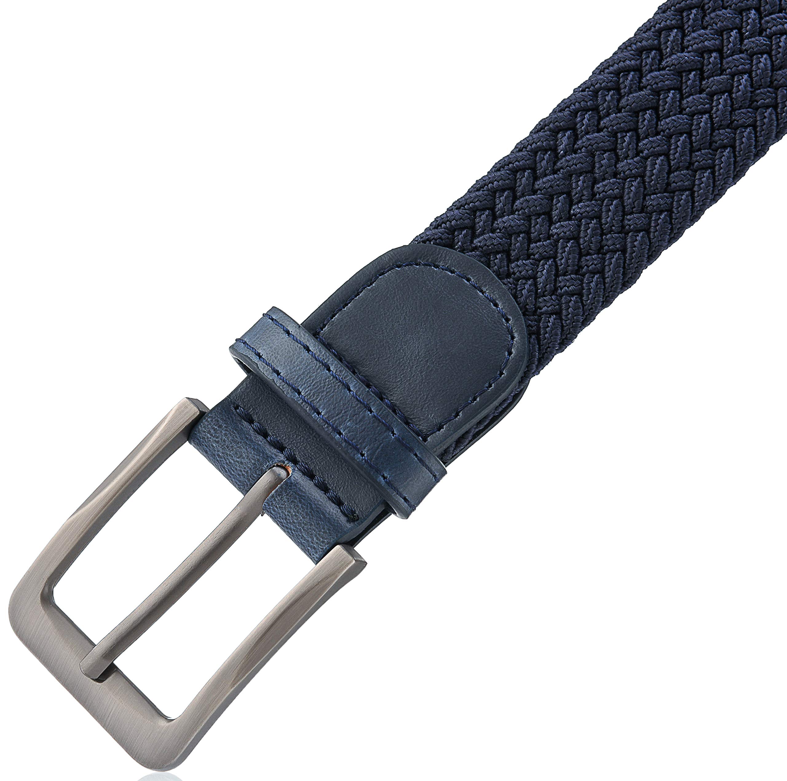 GALLERY SEVEN Woven Elastic Braided Belt For Men - Fabric Stretch Casual Belt - Navy - Medium (36-40")