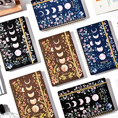 Spiral Notebook - 3 Pack A5 Notebooks Spiral Bound with Back Pocket, Lined Journal Notebook, Spiral Journal for Women, 5.7" x 8.4", 160 Pages, College Ruled Writing Notebook, 100gsm Paper, for Office & School