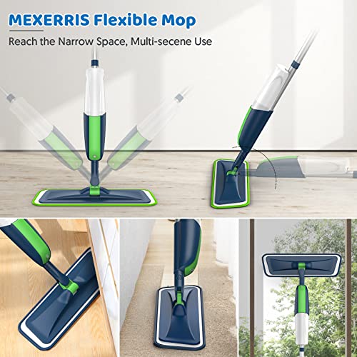 Spray Mops Microfiber Floor Mops for Floor Cleaning - MEXERRIS Wet Mops Dust Mop with 2 Refillable Bottle and 3 Microfiber Pads Wood Floor Cleaning Mop for Hardwood Laminate Ceramic Floors Cleaning