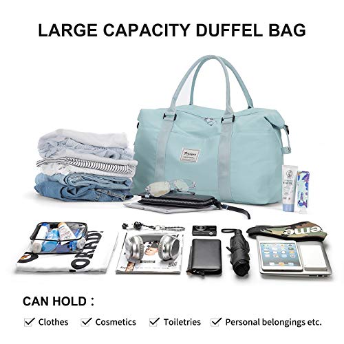 Sports Gym Bag Tote Bag for Men Women, Travel Duffel Bag with Wet Pocket, Shoulder Weekender Overnight Bag,Light Blue