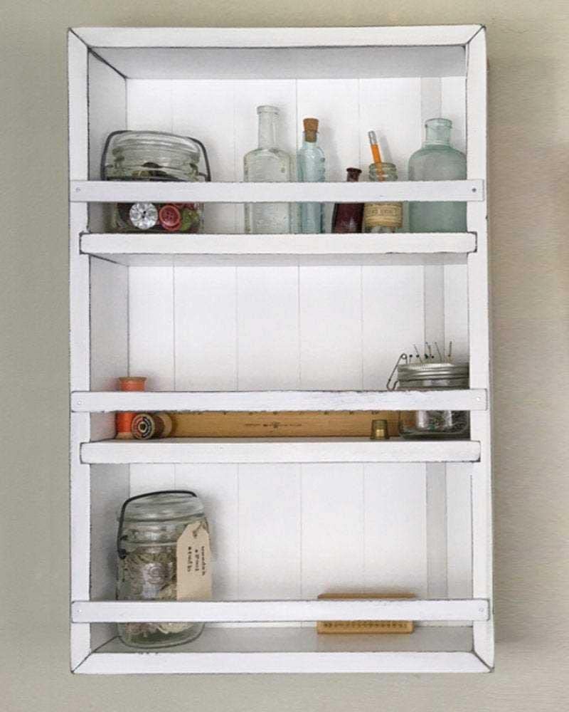 Mansfield Cabinet No. 102 - Solid Wood Spice Rack Cabinet White/Cascade Blue