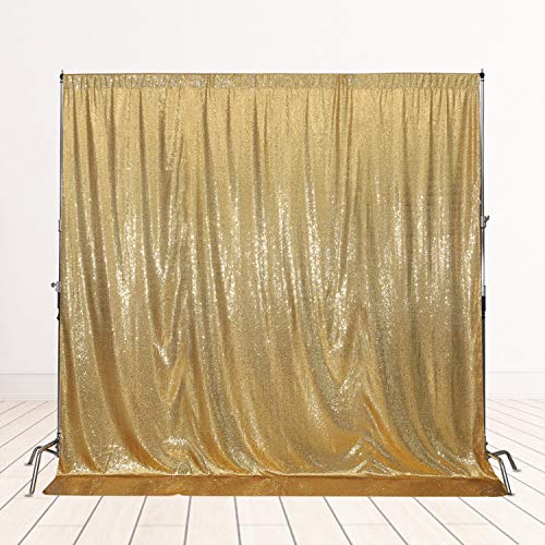 SquarePie Sequin Backdrop Not See Through Thick Stain Background for Photography Glitter Curtain Party 6FT x 8FT Gold