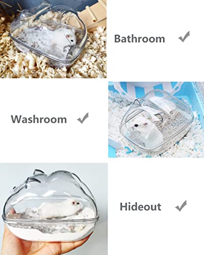 SpringSmart Hamster Bathroom with Scoop Set, Transparent Sand Bathtub with Large Space for Small Animals, Dwarf Hamster Toilet (M(6X4X4 inch))