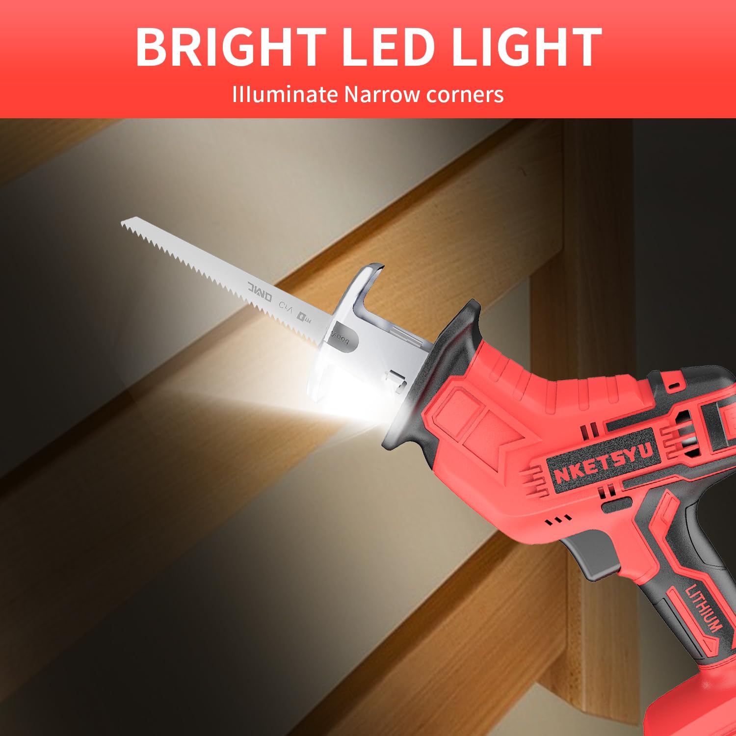 Reciprocating Saw Cordless, Battery Operated Sawzall With 9 Saw Blades For Wood & Metal, Trees, Pvc Cutting, And Fast Charger/Efficient Cutting