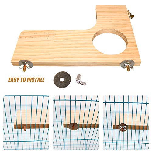Squirrel Gerbil Chinchilla Dwarf Hamster L-Shaped Pedal Wooden Platform, 3 Pieces of Natural Wooden Parrot Hamster Round Standing Board (Style-2)