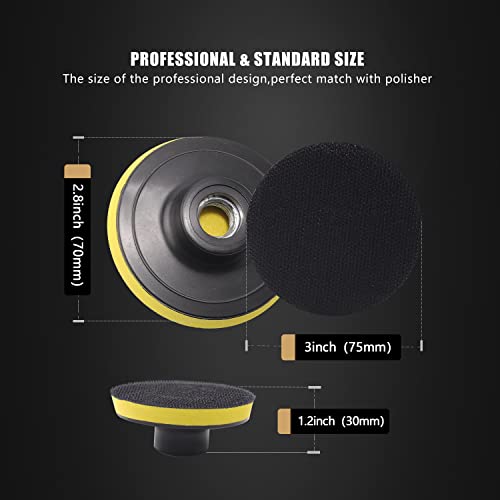 SPTA 3 Inch (75mm) Wool Buffer 3" Wool Buffing Pad Lambwool Wool Buffing polishing Pads, 6 Pcs Kit with Hook & Loop 5/8"-11 Thread Drill Adapter for Car Polishing and Buffing
