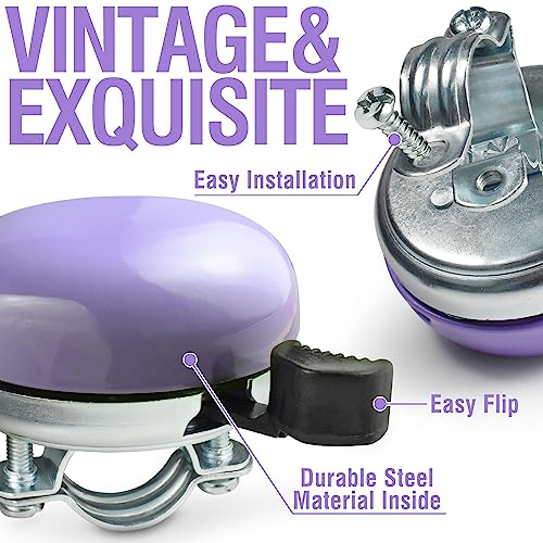 MARQUE Beach Cruiser Bike Bell β Classic Bicycle Bell Design for Adults and Kids with Traditional Ring Sound (Purple)