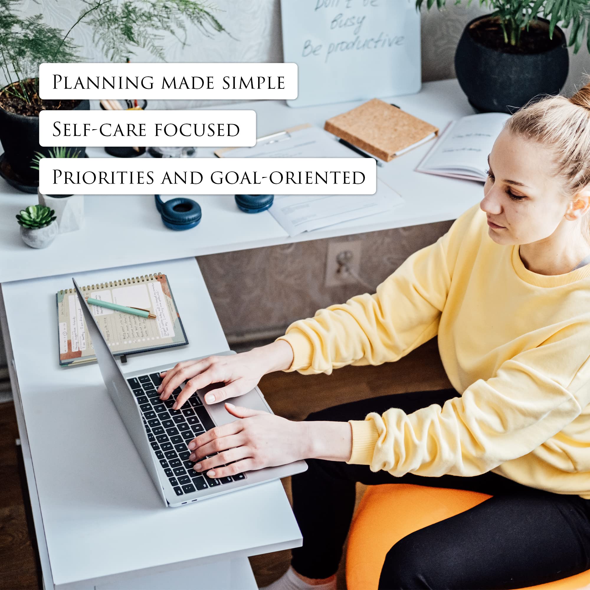 MESMOS Laptop Camera Cover Slide Cute Plants with Daily Planner Organizer to Do List Notebook