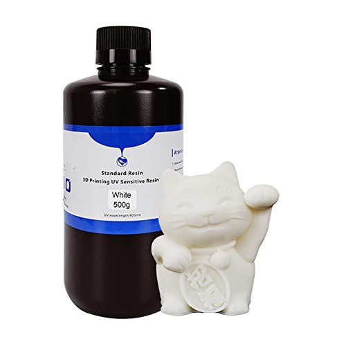 Photopolymer Resin, 3D Printer Resin High Toughness 405nm Wavelengh Quick Curing Better Effect 500g LCD DLP for Model(White)
