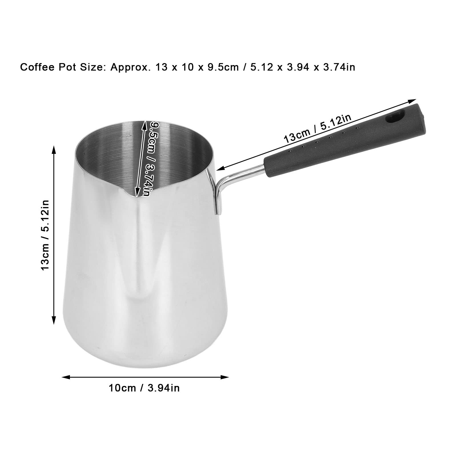 Turkish Coffee Pot, Butter Warmer Mini Stainless Steel Coffee Heating Melting Pot 1000ml with Spout for Home Cafe