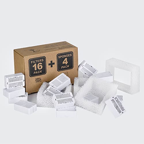 pet k9 Pet Fountain Replacement Filter-8 Activated Carbon Filters, 2 Foam Filters, Compatible with Ceramic and Stainless Steel Fountain, White