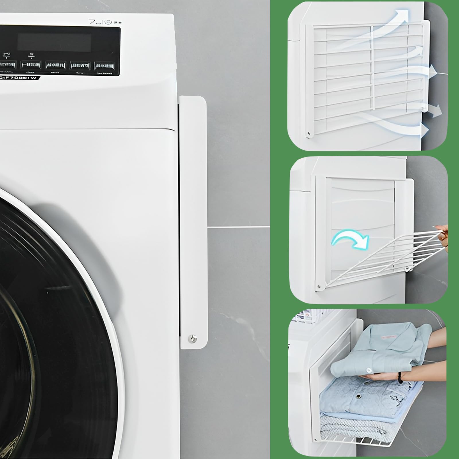 ROLIZOE Magnetic Multi-Purpose Organizer Shelf for Washing Machine Side Storage,Fridge Magnet Organizer Shelf,Towel Storage Rack for Bathroom, Laundry Room Magnetic Folding Shelf（White）