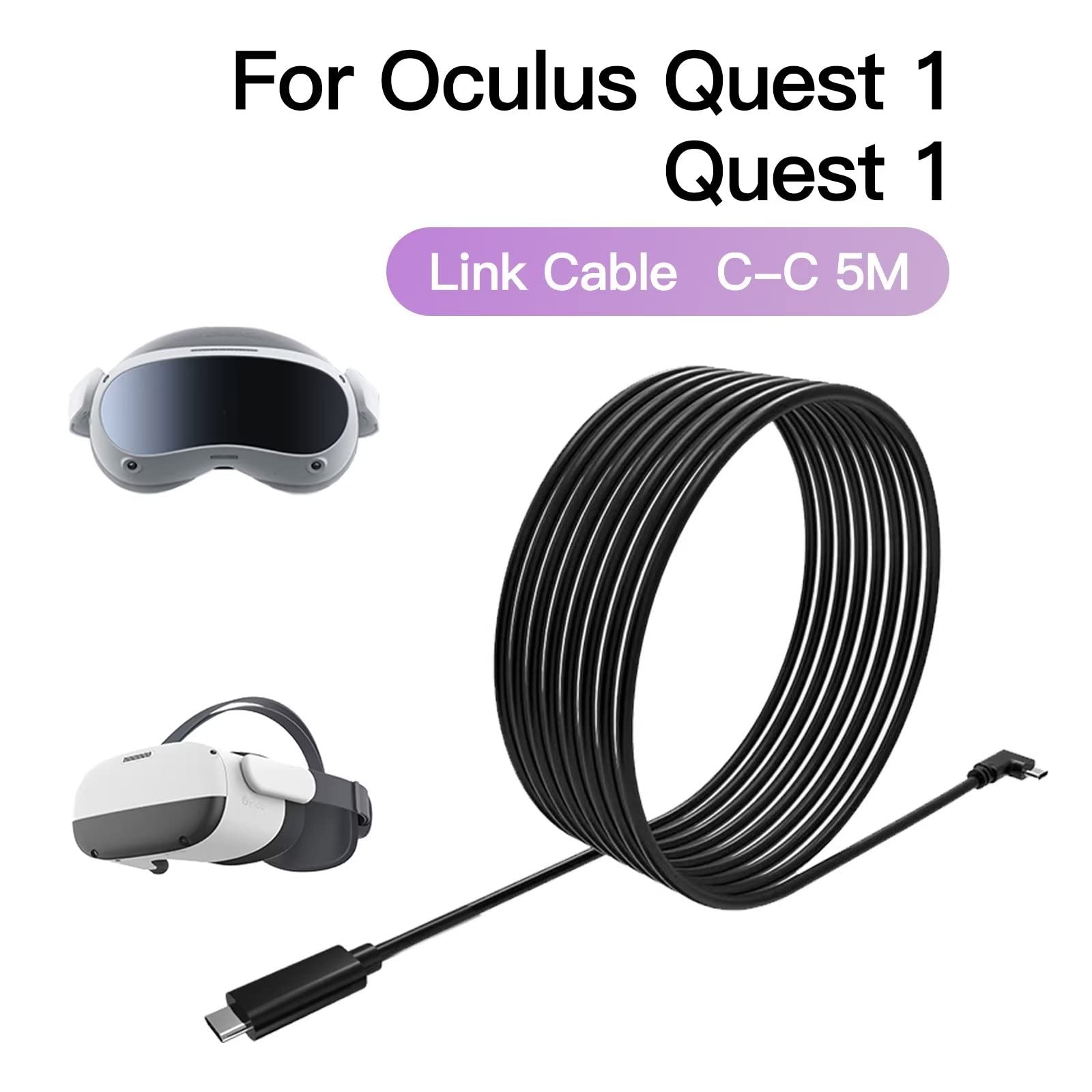 MEILIANJIA Link Cable Compatible with Oculus Quest/Oculus Quest 2,High Speed PC Data Transfer, USB 3.0 to Type-C Headset Cable (16FT)