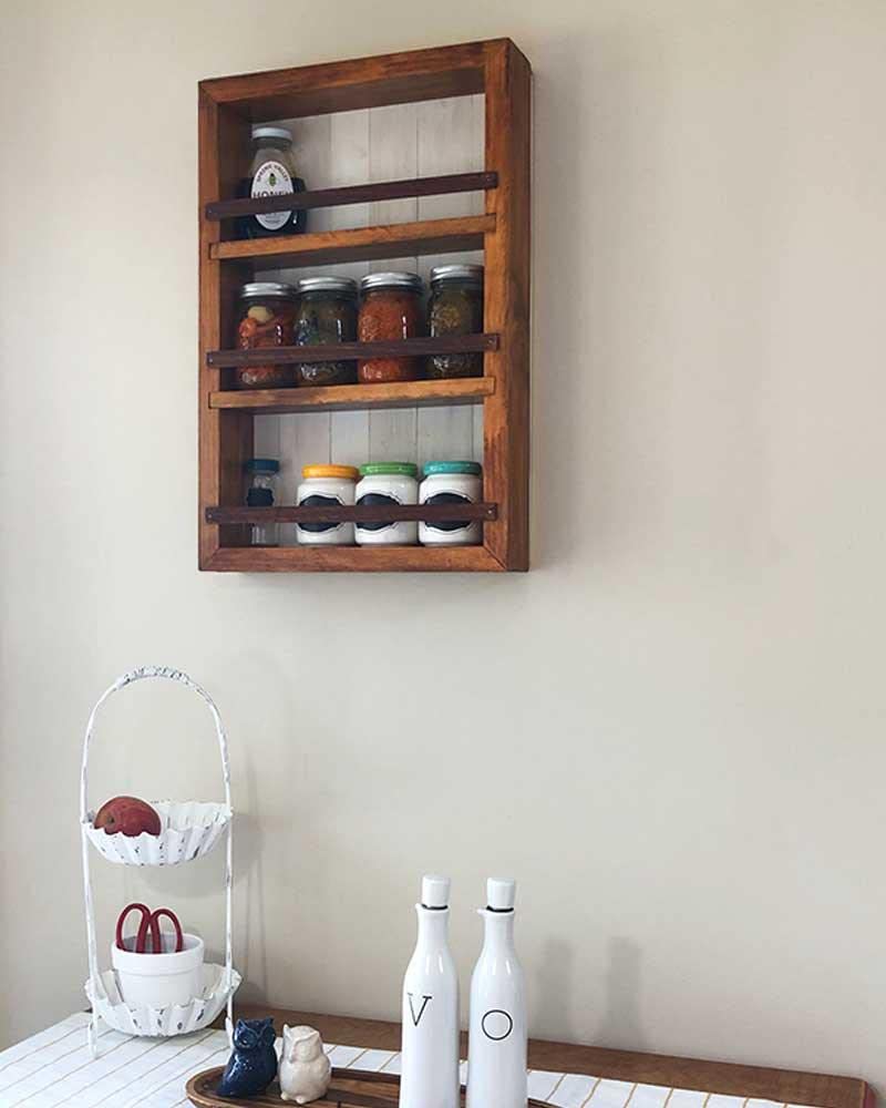 Mansfield Cabinet No. 101 - Solid Wood Spice Rack Cabinet Dark Walnut/White