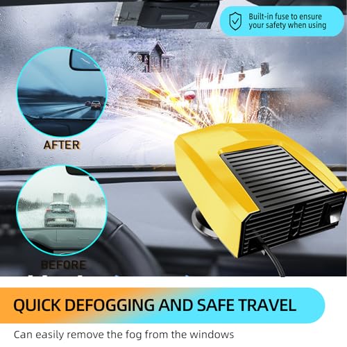 Gntiffy【New 2023】Portable Car Heater,2 in 1 Auto Car Heater, Fast Heating Windshield Defrost Defogger Cooling Car 12V Lighter Heater 60 Second with Heating & Cooling Window Defroster for Car
