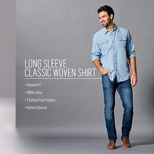 Wrangler Authentics Men's Long Sleeve Classic Woven Shirt, Light Chambray, 3X-Large