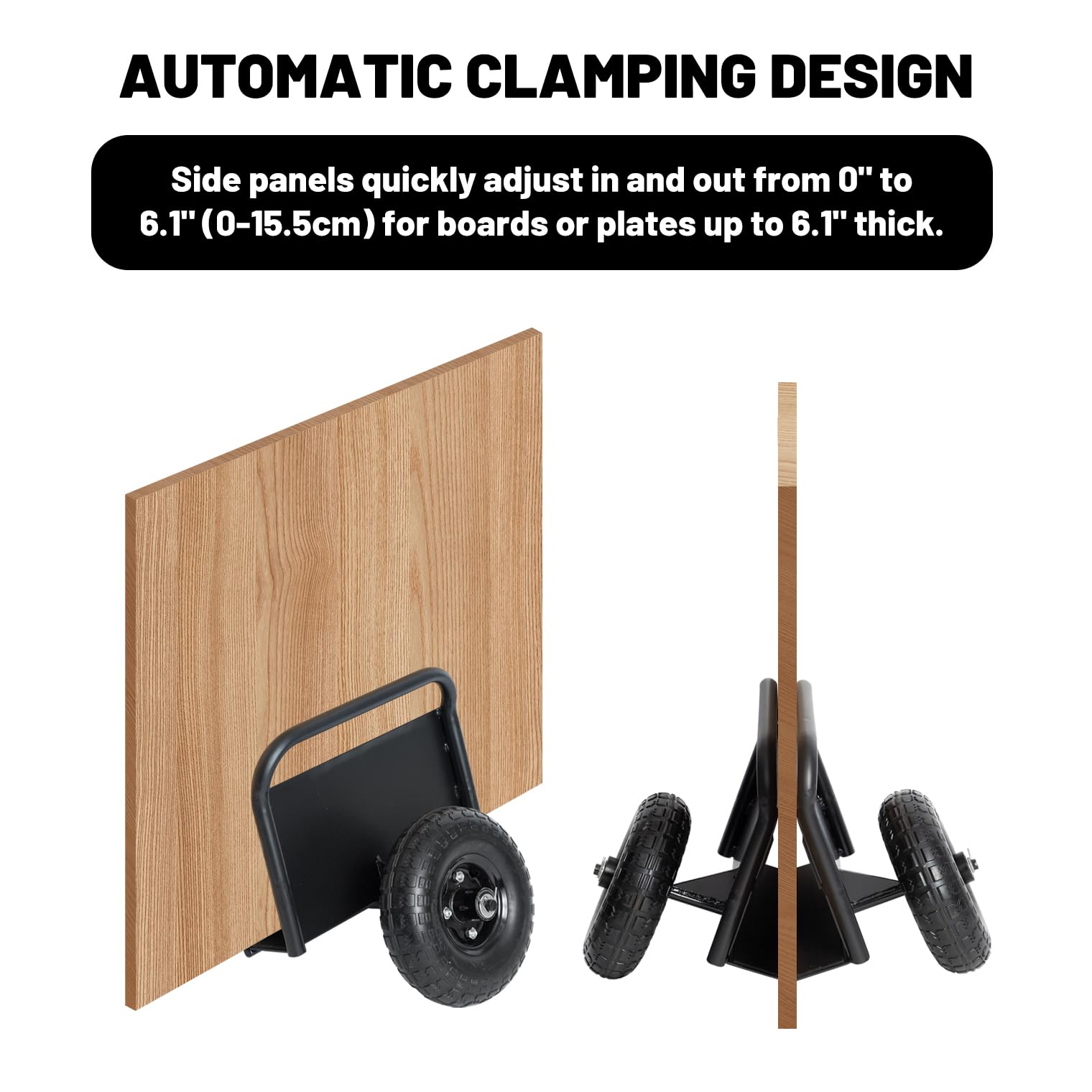 Reykilor Heavy Duty Panel Dolly, Slab Dolly, 10" Solid Rubber Tires, 1000lbs Panel Cart with Handle, All-Terrain Movement for Drywall, Wood Paneling, Wall Panel, Sheetrock, Lumber, Door Material