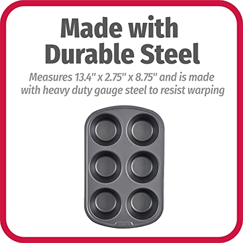 Good Cook 04033 Non-Stick Texas Muffin Pan, Steel, 3-1/2 in Dia x 16-1/2 in L x 10 in W x 8.7 in H