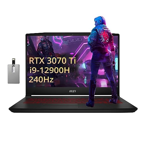 MSI Katana GF66 15.6” FHD Gaming Laptop, Intel Core i9-12900H, NVIDIA GeForce RTX 3070Ti, 64GB DDR5 RAM, 4TB PCle SSD, Backlit Keyboard, Nahimic Audio, WiFi 6, Black, Win 11 Pro, 32GB USB Card
