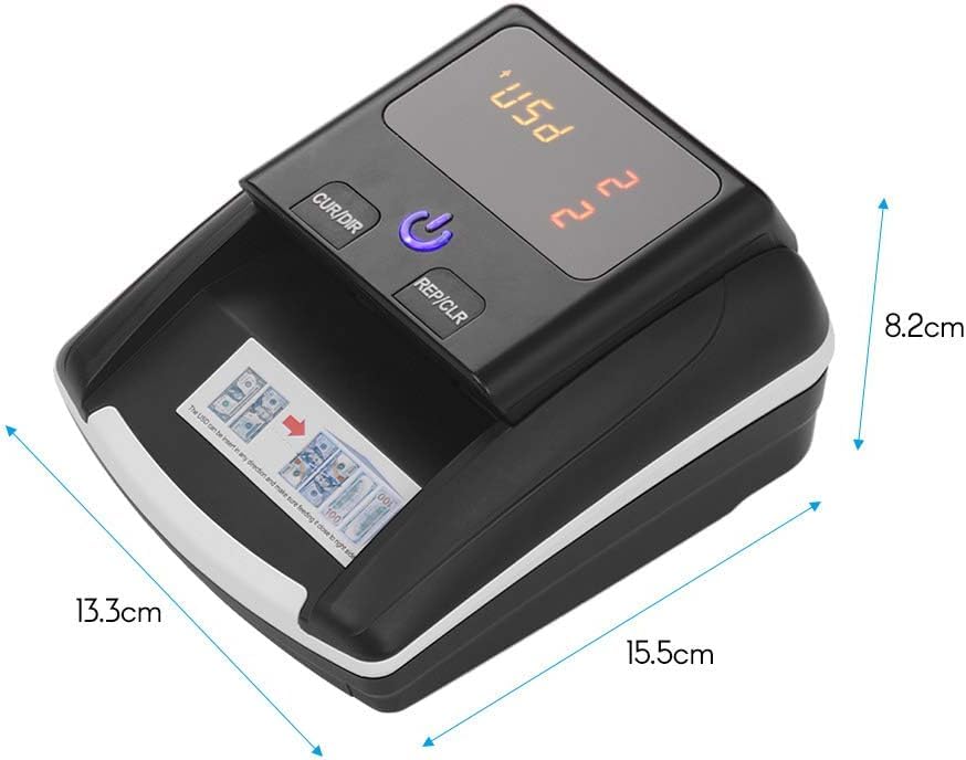 SPUZZO Banknote Bill Detector Denomination Value Counter Detection with Battery Counterfeit Fake Money Currency Cash Checker Tester Machine for USD Euro