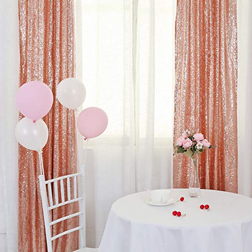 TRLYC 2pcs 2FTX8FT Rose Gold Sequins Backdrop Curtain