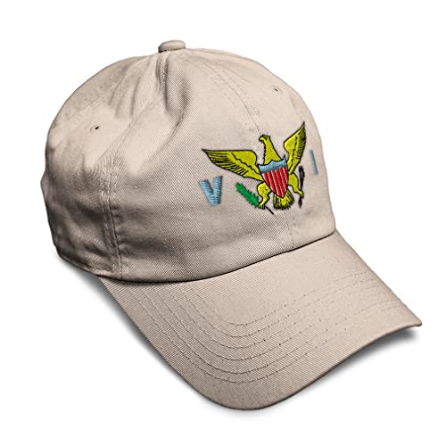 Soft Baseball Cap Virgin Island Flag Seal Embroidery North America Virgin Island Flag Seal Embroidery Twill Cotton Dad Hats for Men & Women Stone Design Only