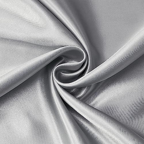 LXMGED Satin Silk Pillowcases for Skin and Hair,Set of 2 Satin Pillow Cases for Women with Envelope Closure,Soft Breathable Smooth Cooling Silk Pillow Covers for Gifts,Silver Grey,Standard (20" x 26")