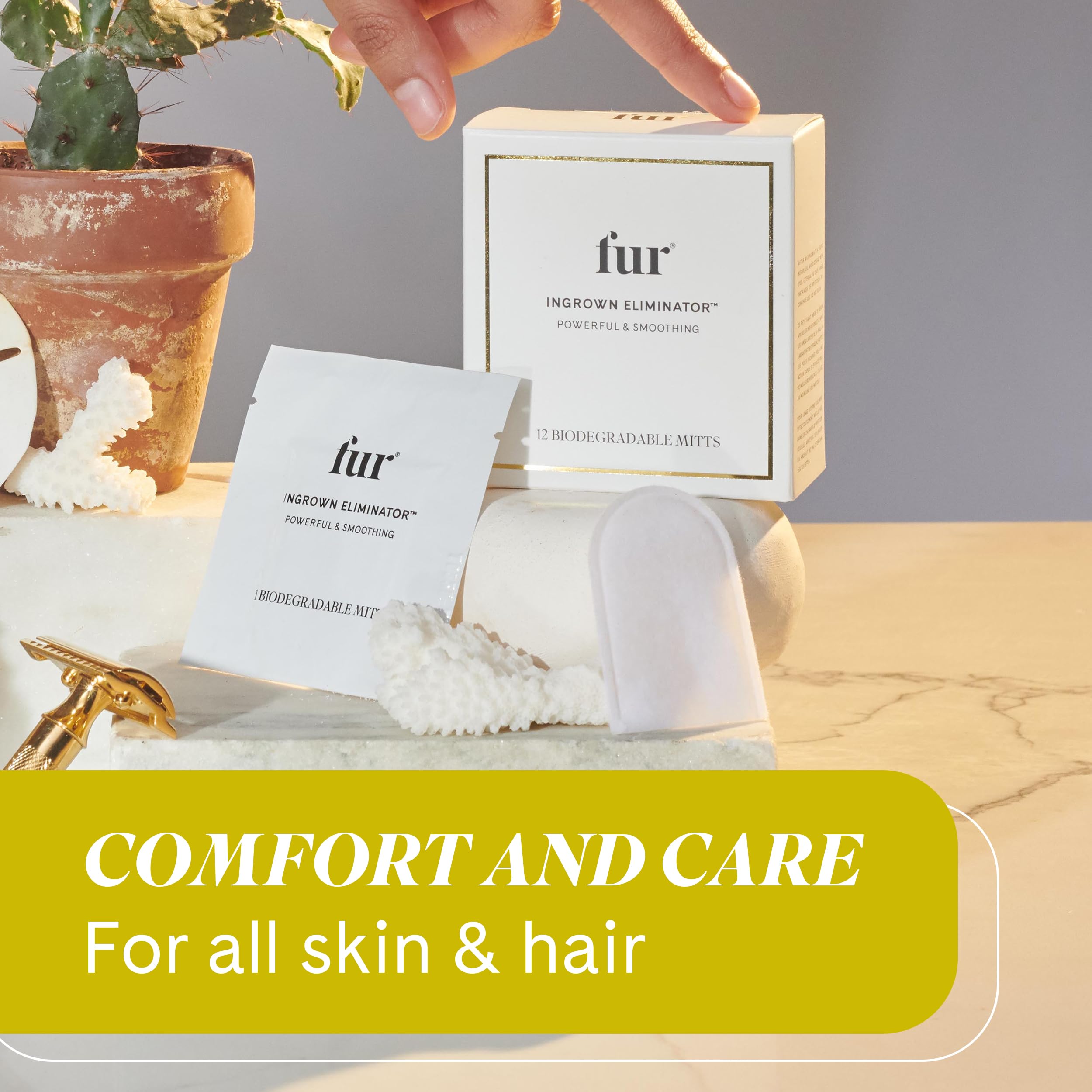 Fur Ingrown Eliminator- Post Hair Removal Care to Soothe Irritation and Eradicate Bumps - 12 Wipes